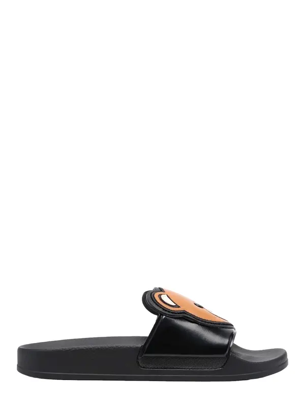 Moschino Teddy Bear Motif Slides - Black