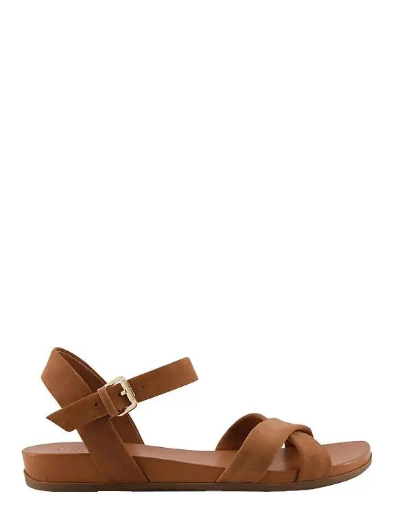 DUNE Landie Cross-strap Leather Sandals - Camel-nubuck