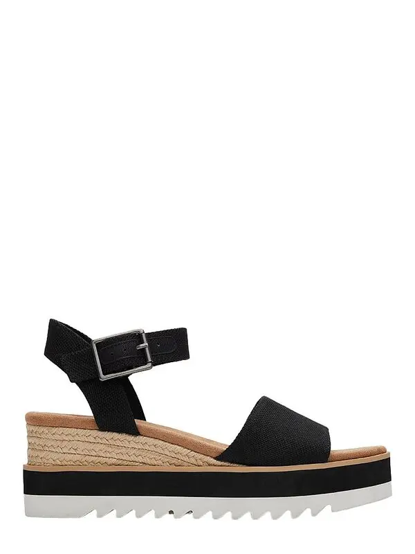 Toms Diana Textile Platform Wedge Sandals - Black