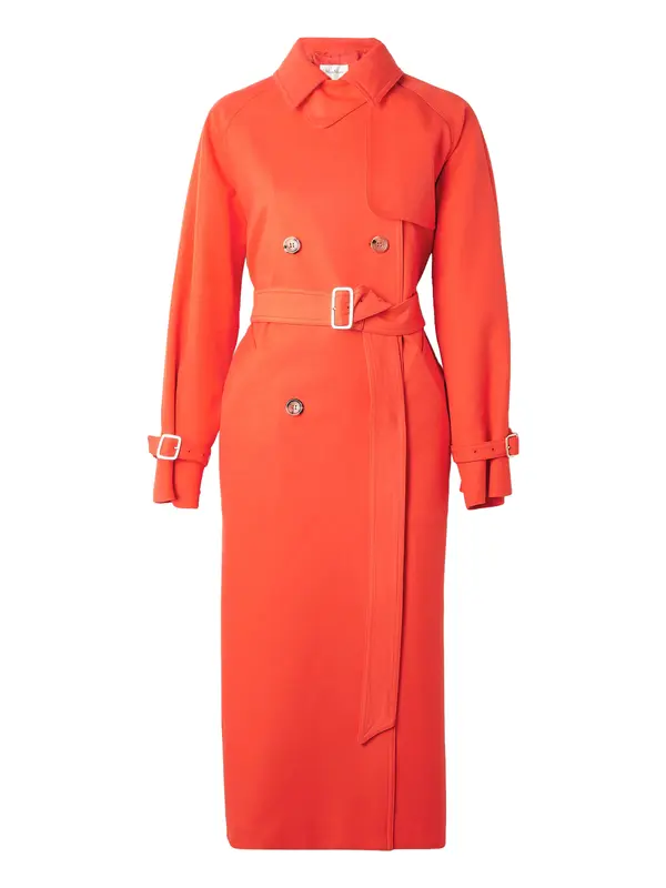 Max Mara Egemone Double-breasted Cotton-gabardine Coat - Orange