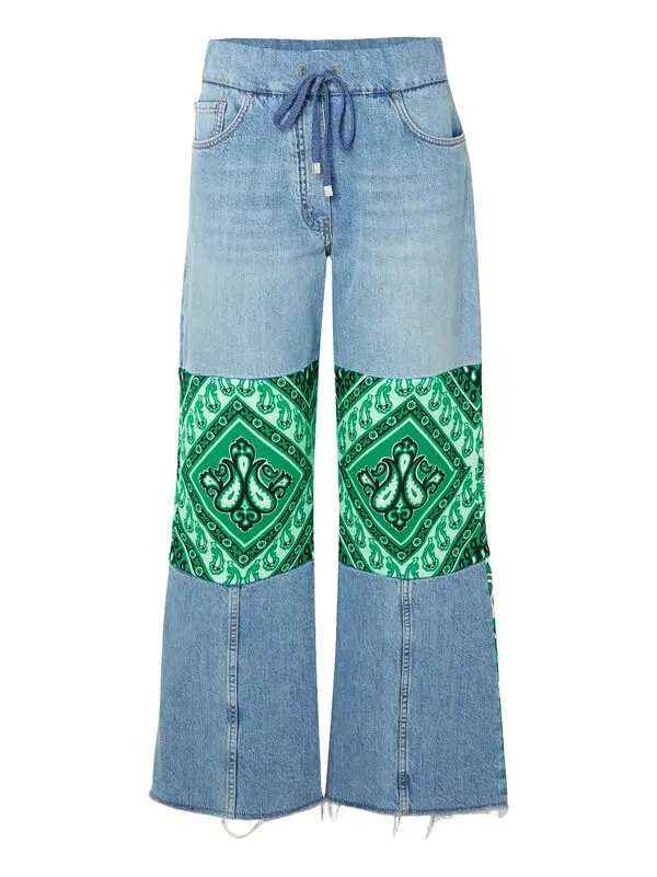 Etro Patchwork Flared Jeans - Green