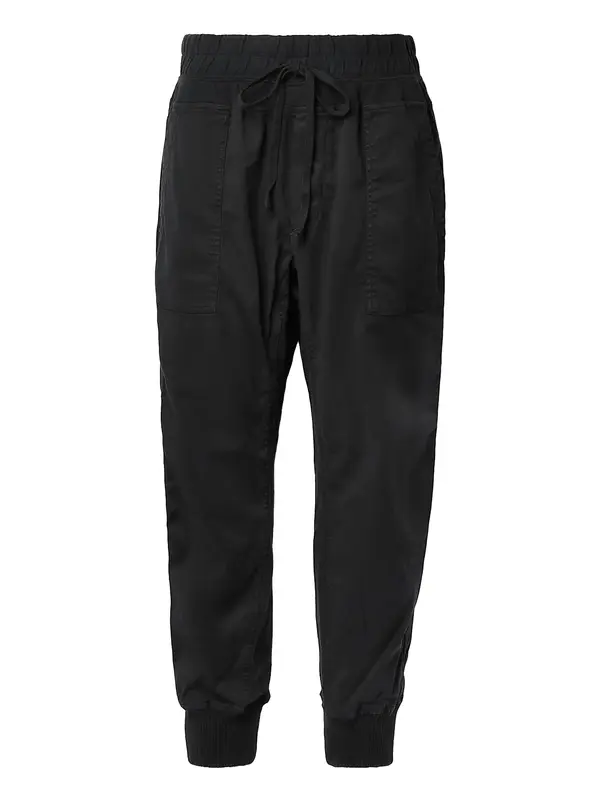 JAMES PERSE Jersey-trimmed Cotton-gabardine Track Pants - Black