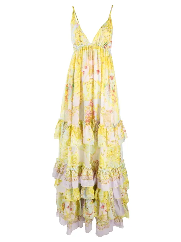 Philipp Plein Baroque Maxi Dress - Yellow