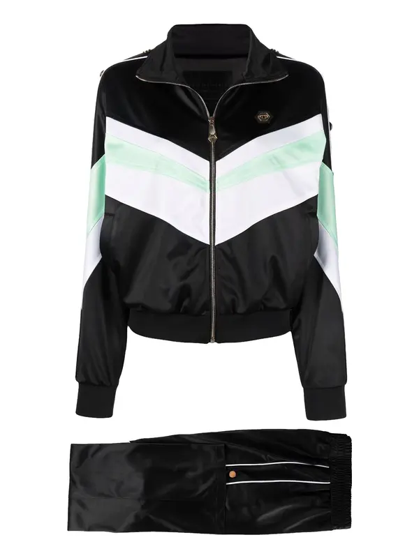 Philipp Plein Logo-embroidered Striped Tracksuit Set - Black