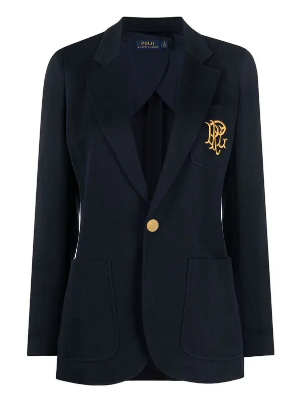 Polo Ralph Lauren Embroidered-monogram Double-knit Blazer - Blue