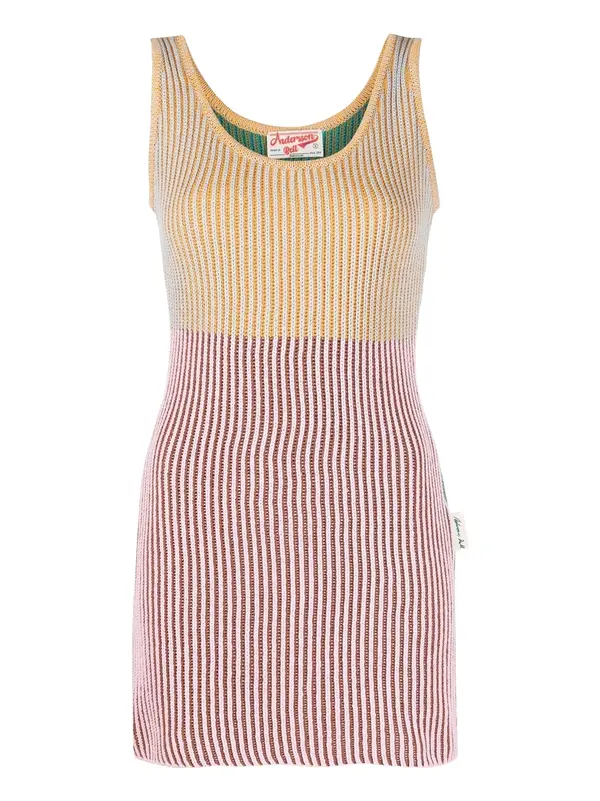 Andersson Bell Colour-block Ribbed Knit Vest - Pink