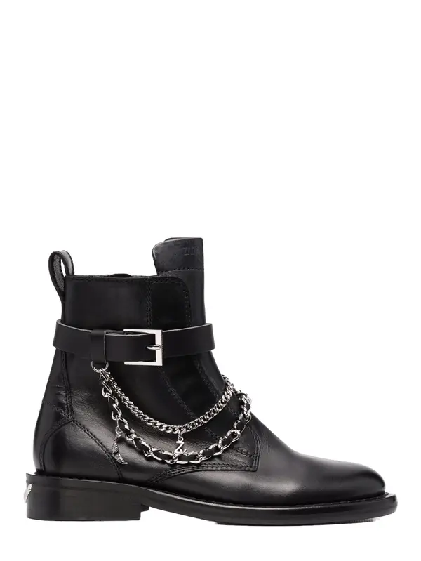 Zadig&Voltaire Leather Boots With Chain Detail - Black
