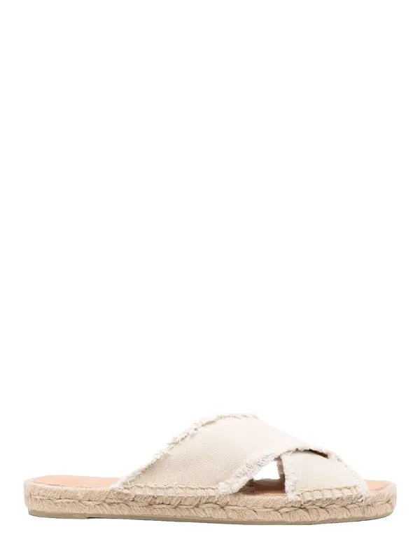 CastaÑer Crossover Strap Flat Espadrilles - White