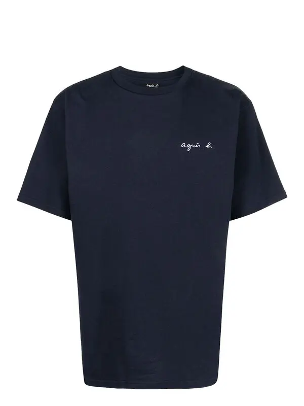 AGNÈS B. Logo-embroidered Cotton T-shirt - Blue