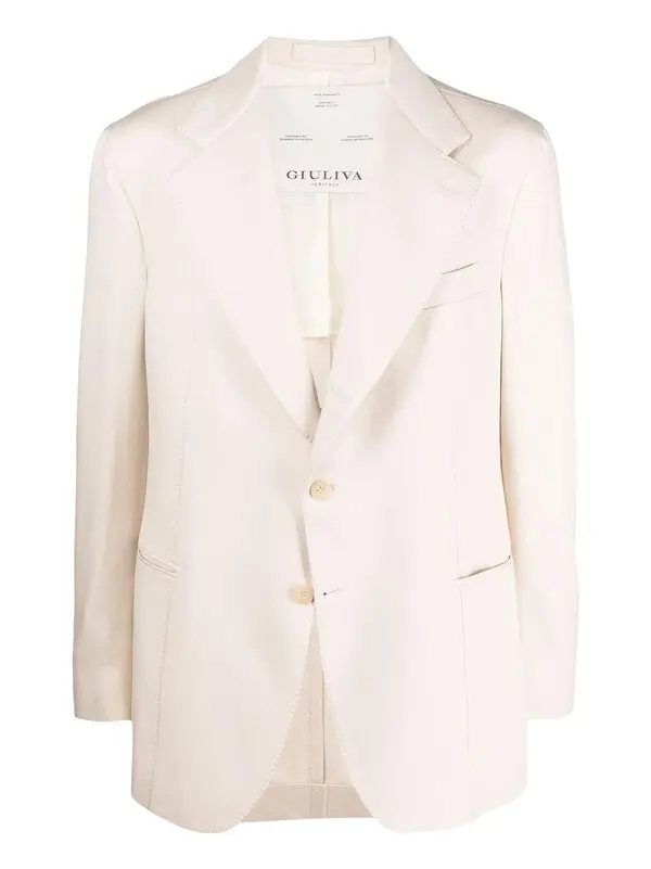 Giuliva Heritage Notched-lapels Single-breasted Blazer - Neutrals