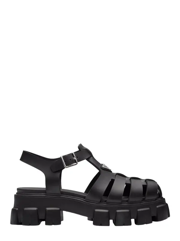Prada Triangle-logo Fisherman Sandals - Black