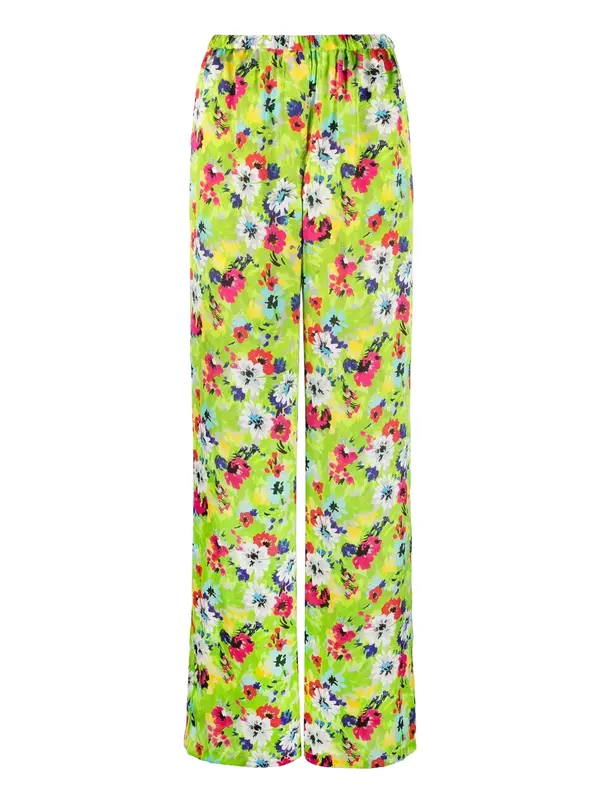 MSGM Floral Print Palazzo Trousers - Green