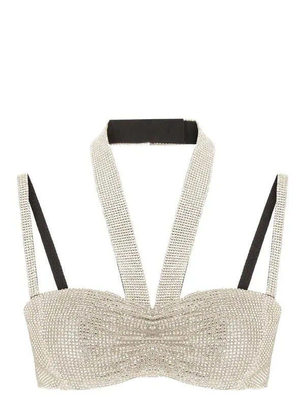 Dolce & Gabbana Crystal Mesh Bandeau Top - Silver