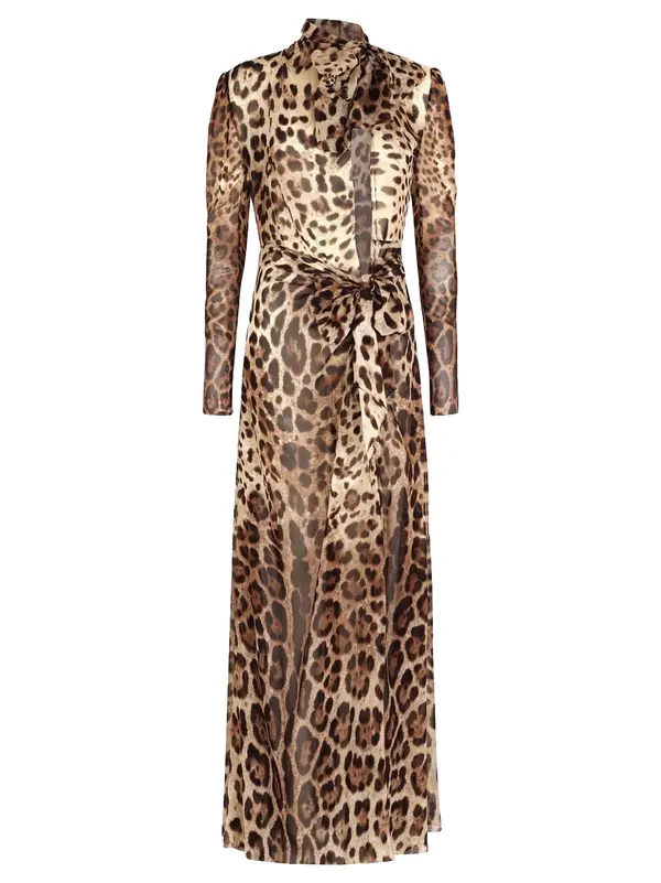 Dolce & Gabbana Leopard-print Georgette Maxi Dress - Brown