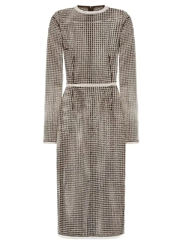 Dolce & Gabbana Rhinestone-embellished Mesh Mini Dress - Grey