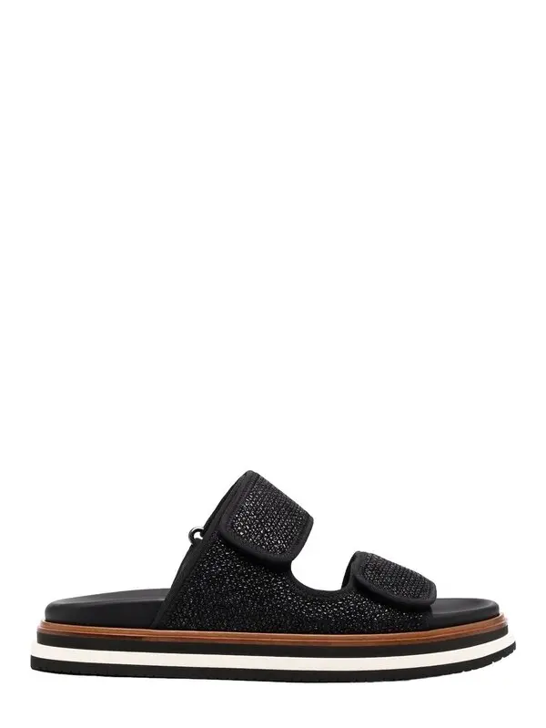 Hogan Touch-strap Flat Sandals - Black