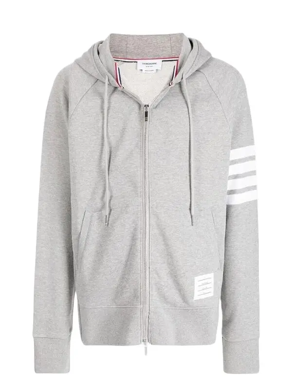 Thom Browne Loopback Zip-up Hoodie - Grey