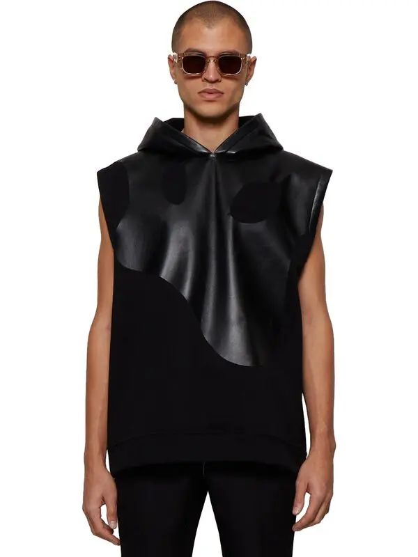 Burberry Monster Graphic Cotton And Lambskin Sleeveless Hoodie - Black