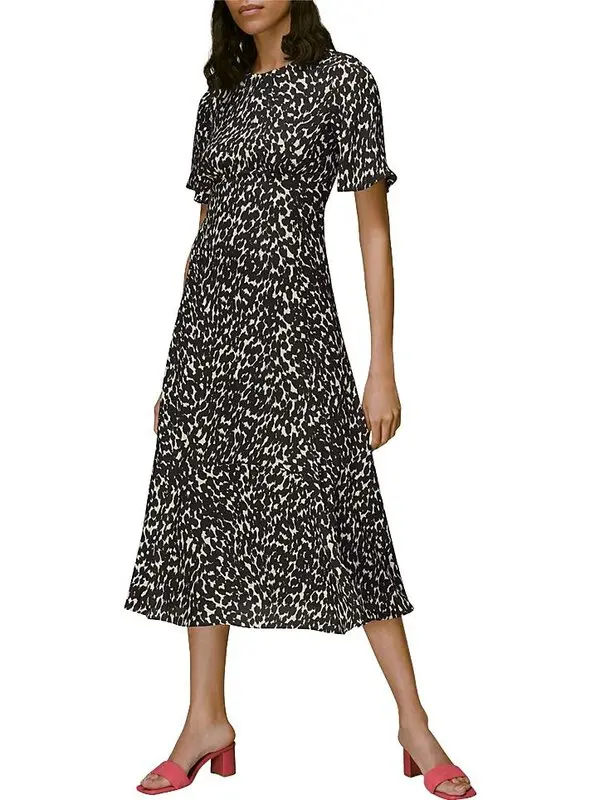 Whistles Sahara Cat Alana Midi Dress - Black/multi