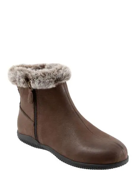 Softwalk Helena Faux Fur Bootie - Dark Brown Nubuck