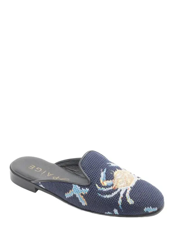 BYPAIGE Needlepoint Crab Mule - Navy