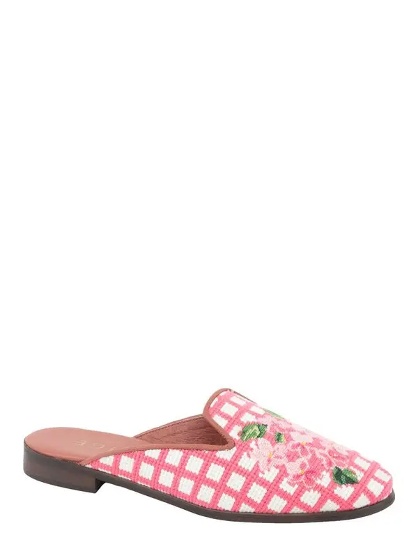 BYPAIGE Needlepoint Hydrangea Mule - Pink Hydrangea