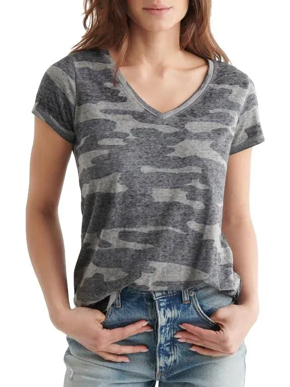 Lucky Brand Camo Burnout T-shirt - Grey Multi