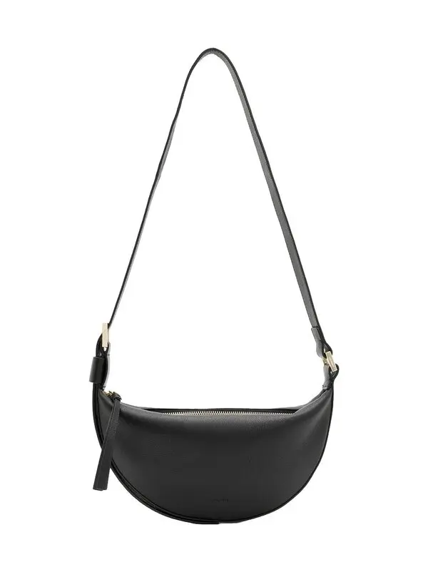 ALLSAINTS Half Moon Leather Crossbody Bag - Black