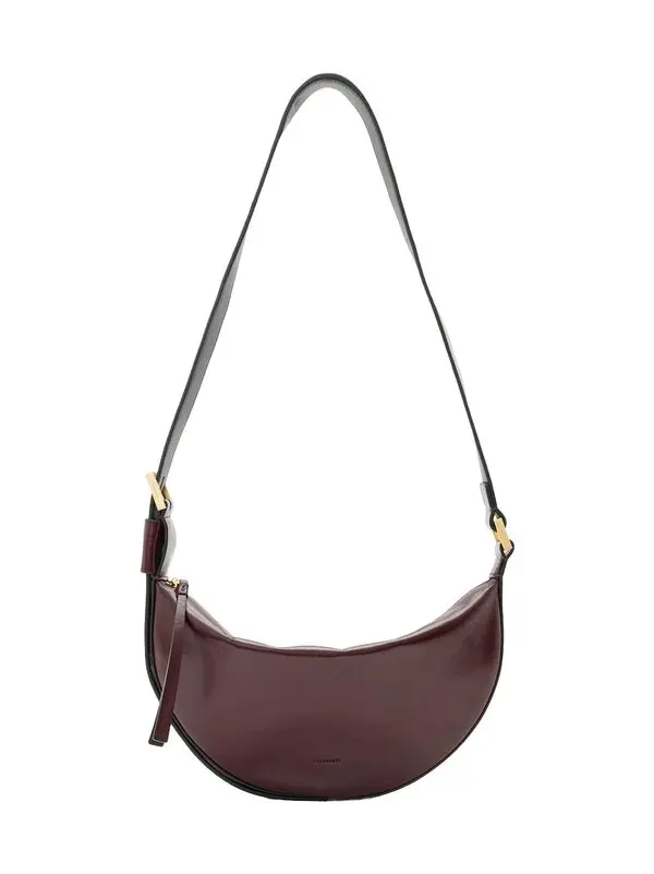 ALLSAINTS Half Moon Leather Crossbody Bag - Burnt Red