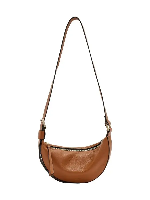 ALLSAINTS Half Moon Leather Crossbody Bag - Sepia Brown