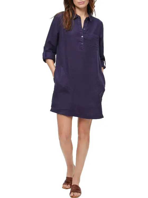 Michael Stars Eleanor Linen Shirt Dress - Admiral