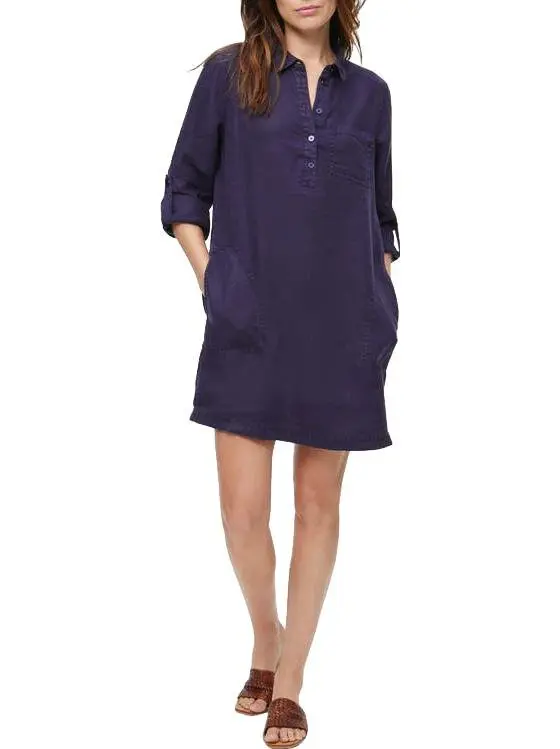 Michael Stars Eleanor Linen Shirt Dress - Admiral