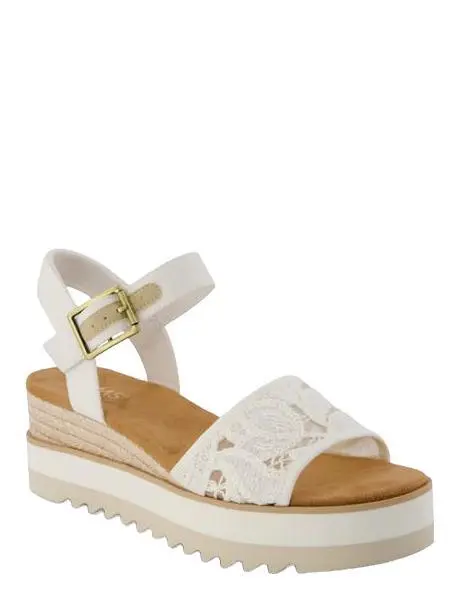 Toms Diana Platform Wedge Sandal - White Lace