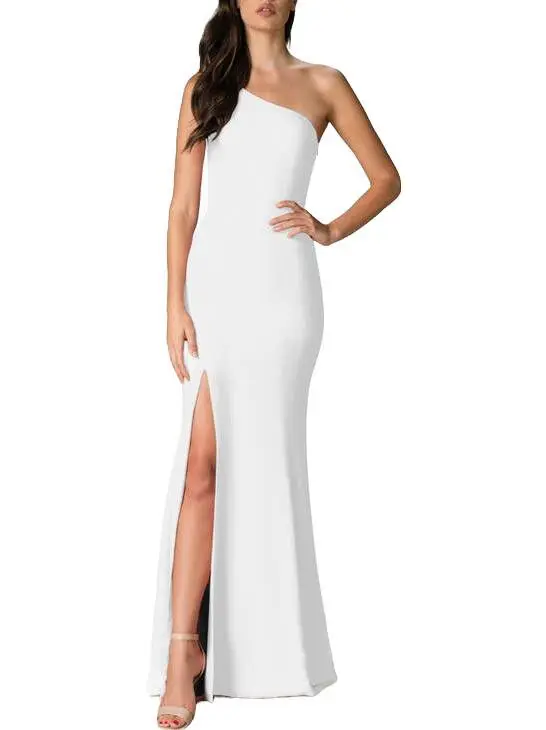 Dress The Population Amy One-shoulder Gown - Off White