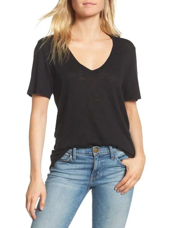 Splendid Everly Slub V-neck Tee - Black