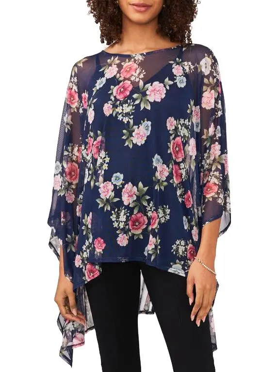 Chaus Floral Mesh Cape - Navy
