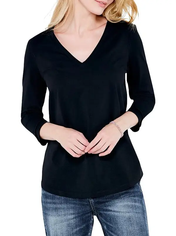 NIC+ZOE Roll V Tee - Black Onyx