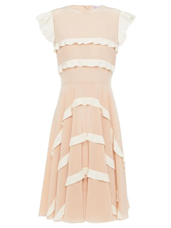 Red Valentino Ruffled Silk Crepe De Chine Dress - Blush