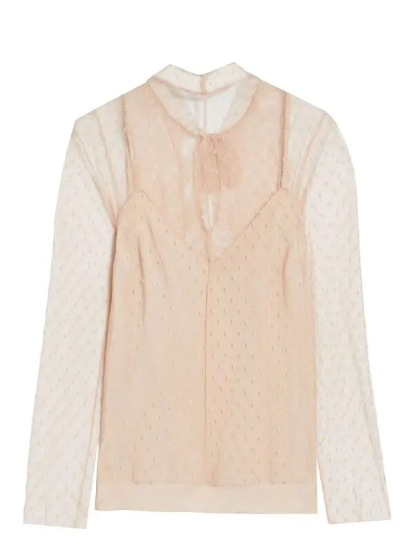 Red Valentino Point D'esprit Lace Blouse - Blush