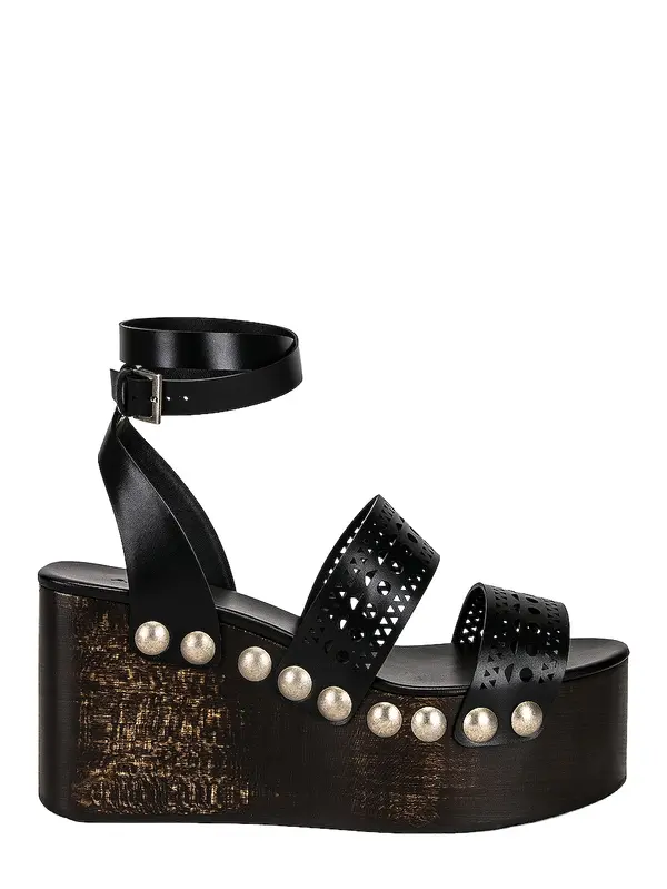 Alaïa Vienne Wooden Ankle Strap Wedges - Noir