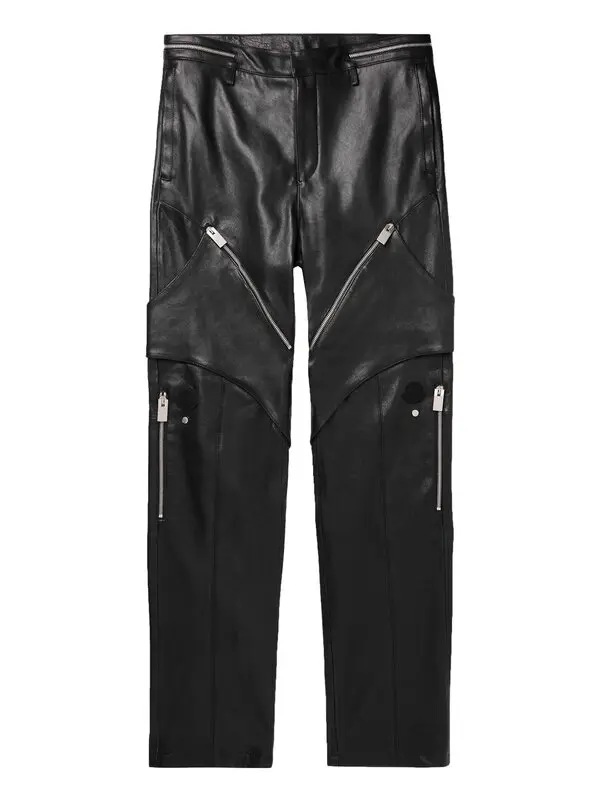 Moncler Alyx Straight-leg Panelled Leather Trousers - Black