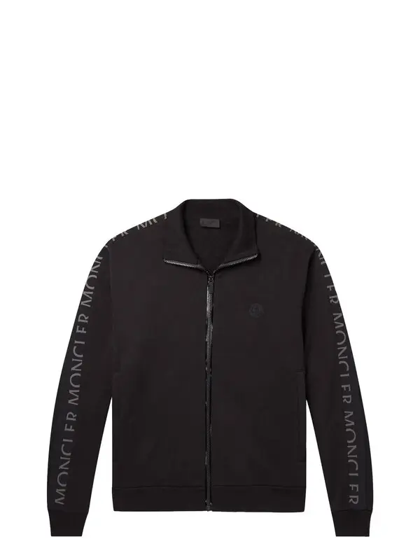 Moncler Logo-print Cotton-jersey Zip-up Sweatshirt - Black