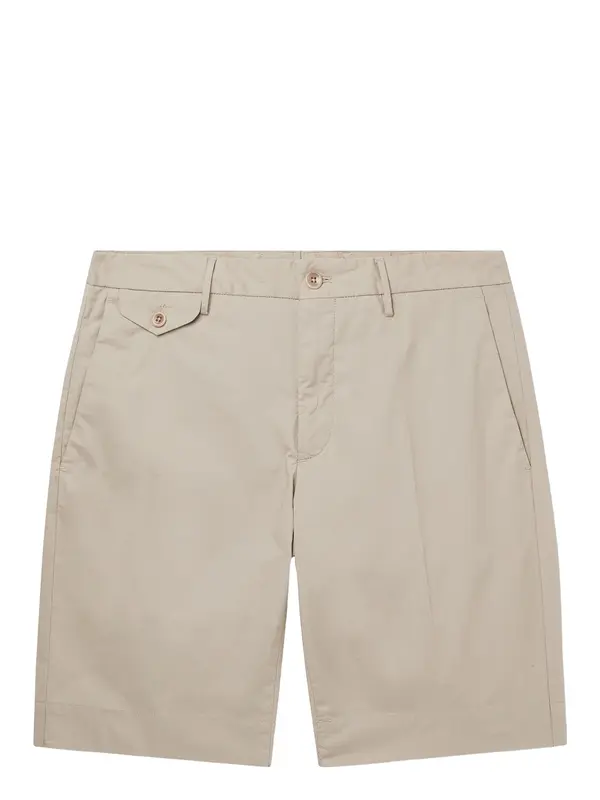 SLOWEAR Slim-fit Stretch-cotton Poplin Bermuda Shorts - Neutrals