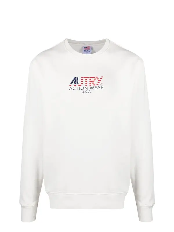 AUTRY Logo-print Cotton Jumper - White