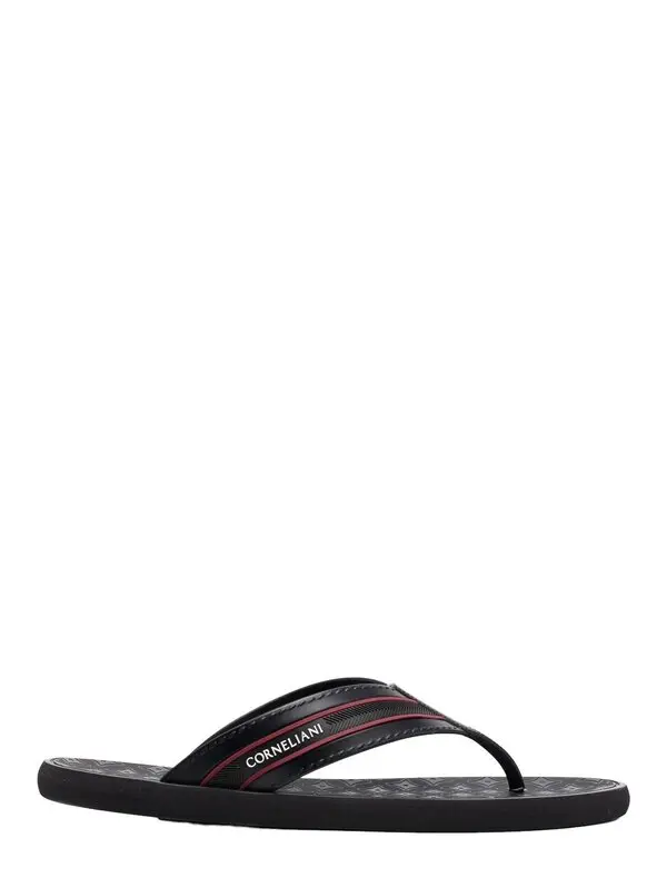 Corneliani Logo Thong Sandals - Black