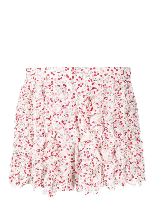 MSGM Cherry-print Mini Shorts - White