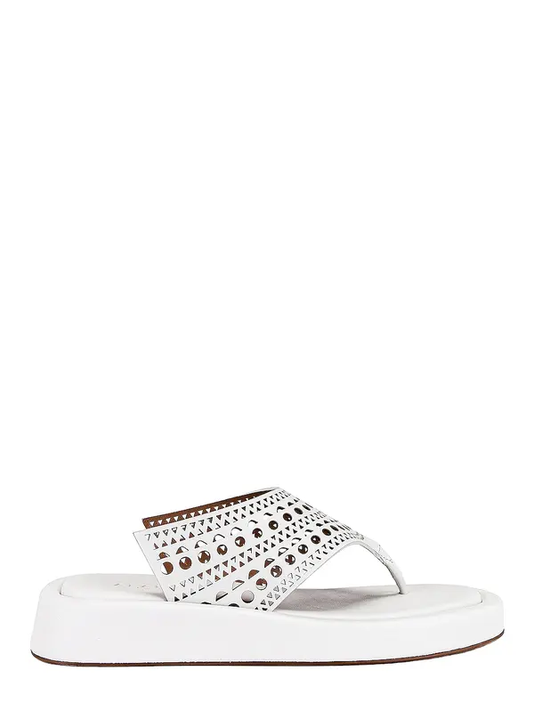 Alaïa Vienne Thong Platform Sandals - Blanc Casse