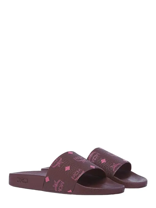 Mcm Monogram Rubber Slides - Cinnamon