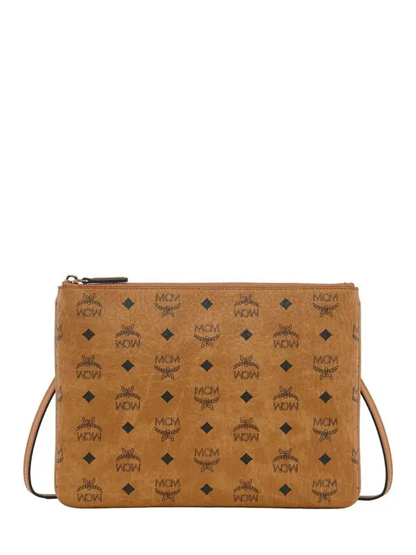 Mcm Visetos Original Crossbody Pouch - Cognac