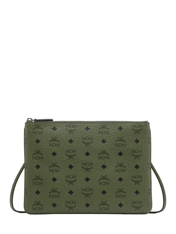 Mcm Visetos Original Crossbody Pouch - Khaki Moss